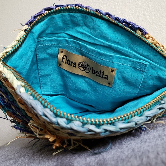 Flora Bella | Bags | Flora Bella New Crochet Raffia Zipper Clutch ...